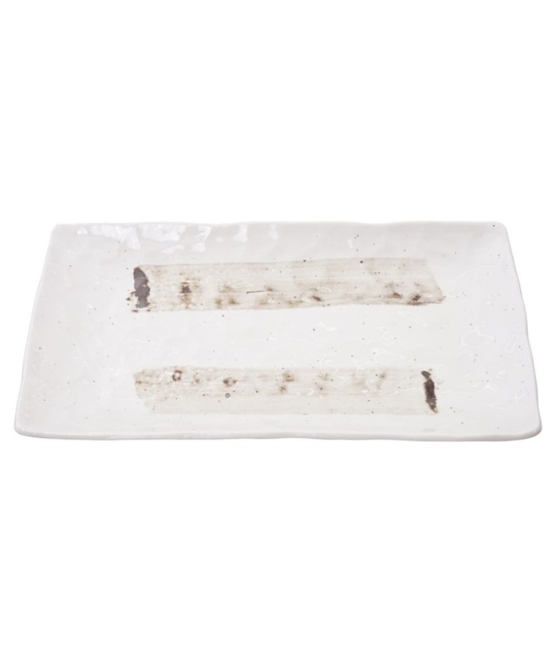 Comprar ONLINE Plato rectangular de porcelana blanco beige 17cm - Asian ...