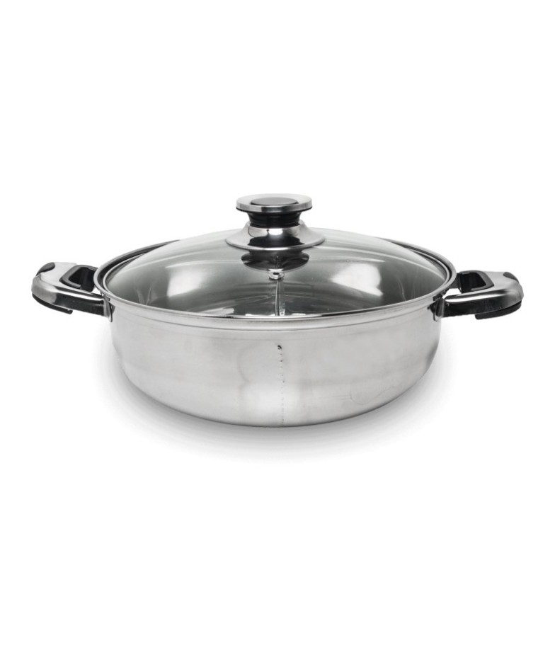 Comprar ONLINE Olla para hotpot 2 divisiones tapa cristal 28cm - Asian ...