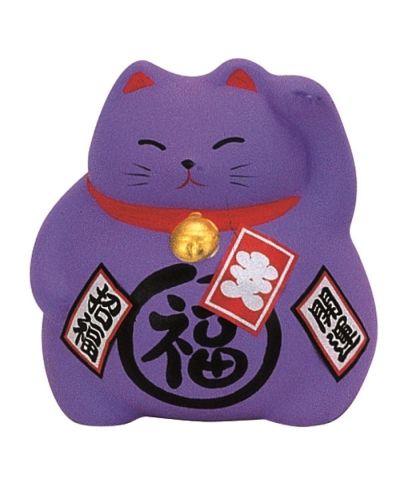 Comprar ONLINE Hucha Gato lila 9cm. Buena Suerte - Asian Origins